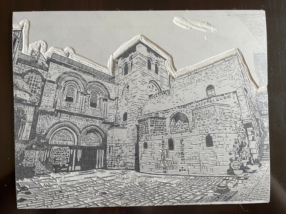 Church of the Holy Sepulchre Linocut Print Relief Art - Etsy