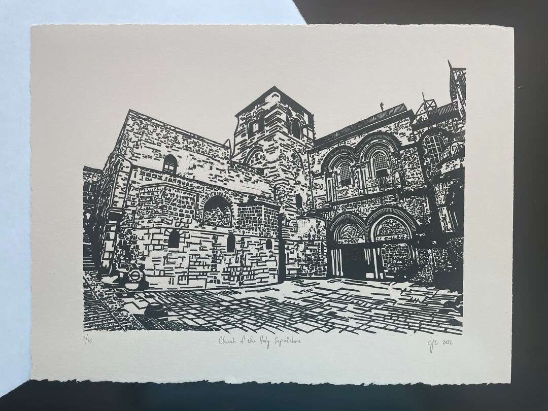 Church of the Holy Sepulchre, Linocut Print, Relief Art, Limited ...