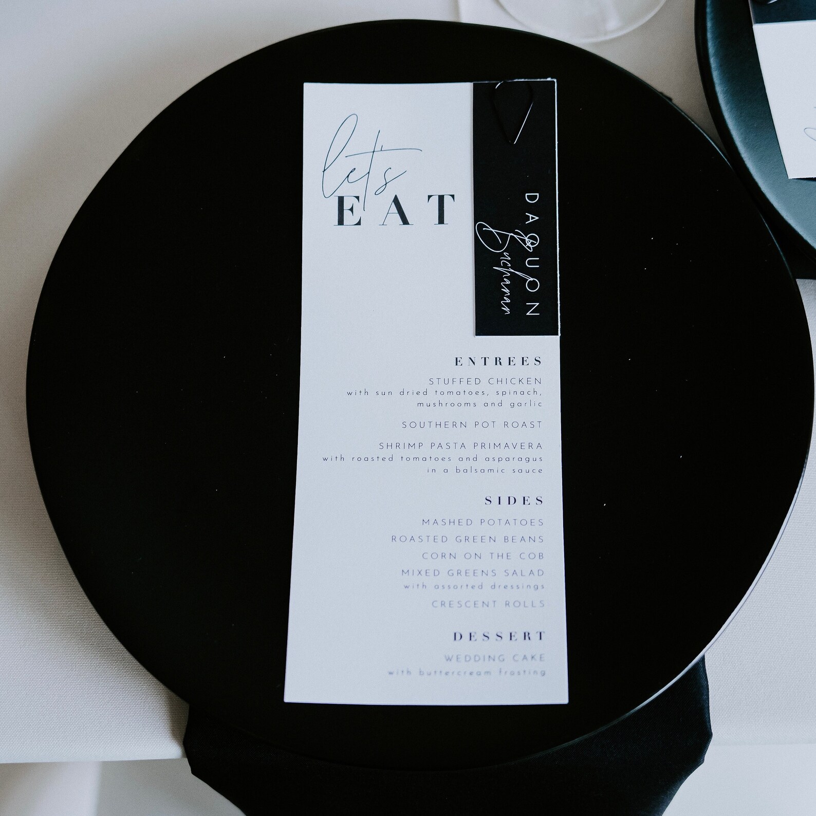 Modern Black and White Wedding Reception Dinner Menu Template, INSTANT ...