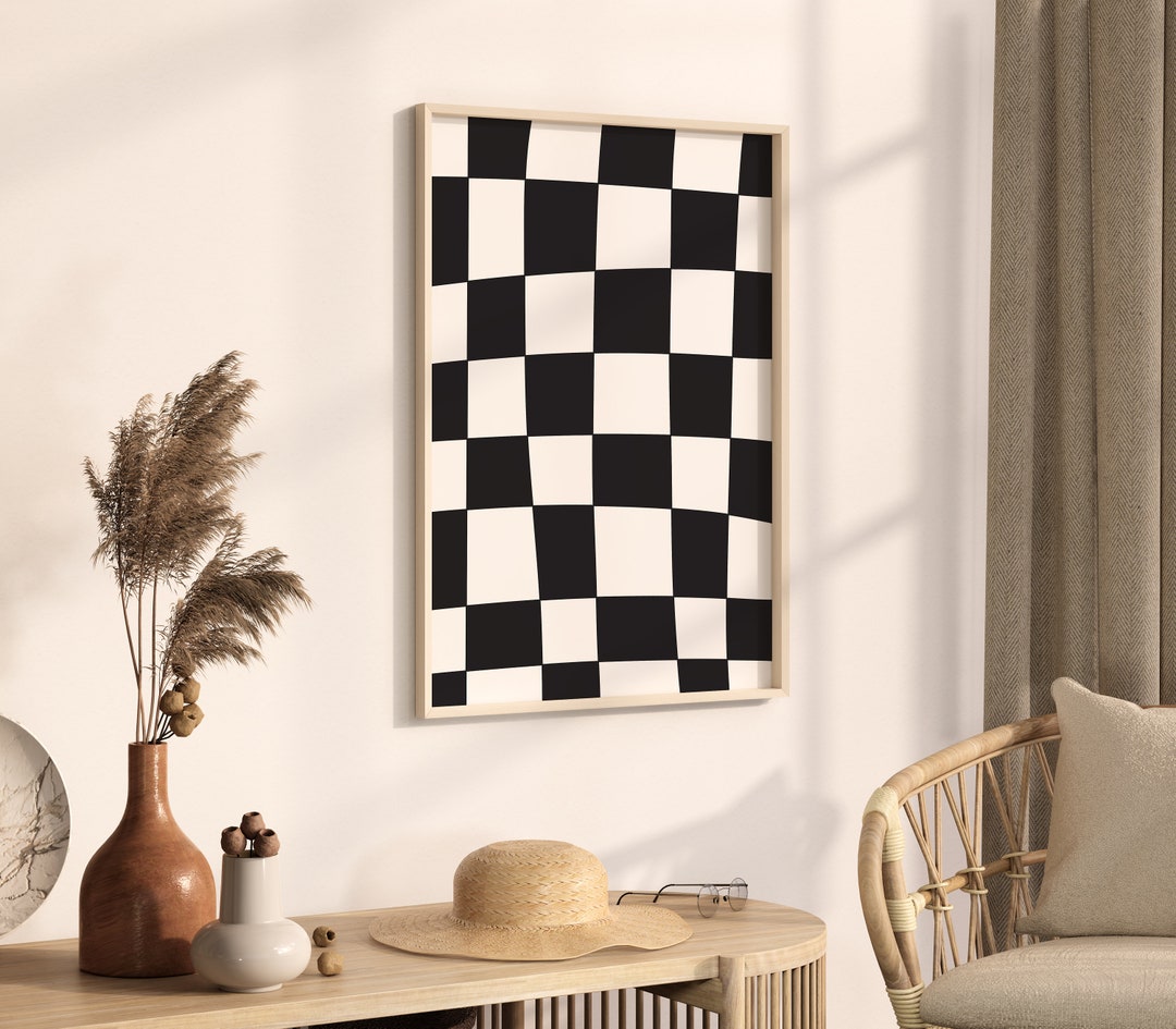 Checkboard Wall Art, Retro Wall Print, Groovy, Digital Download Print ...