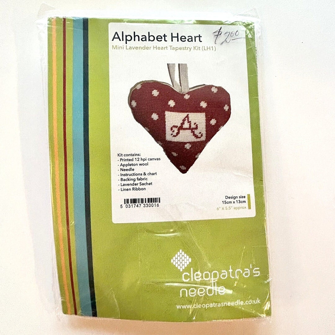 Cleopatra's Needle Alphabet Heart Tapestry Kit Needlepoint Vintage NOS ...