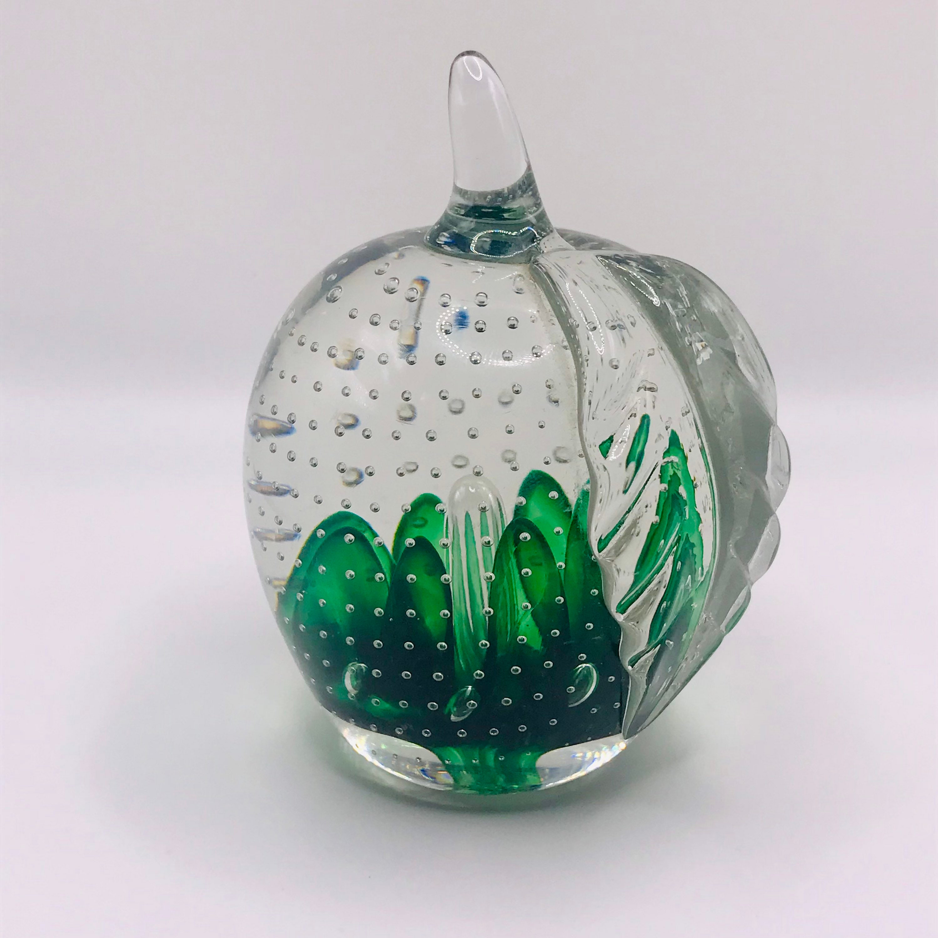 Vintage Gibson Art Glass Apple Paperweight Flowers Green - Etsy