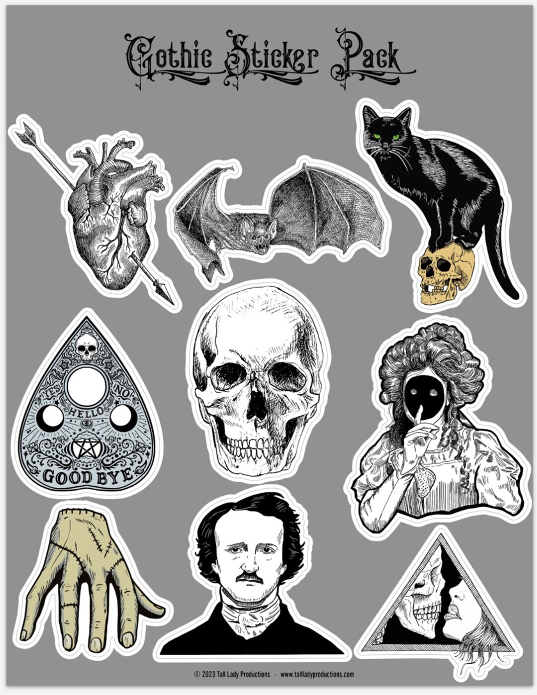 Gothic Vinyl Sticker Pack Sheet - Etsy