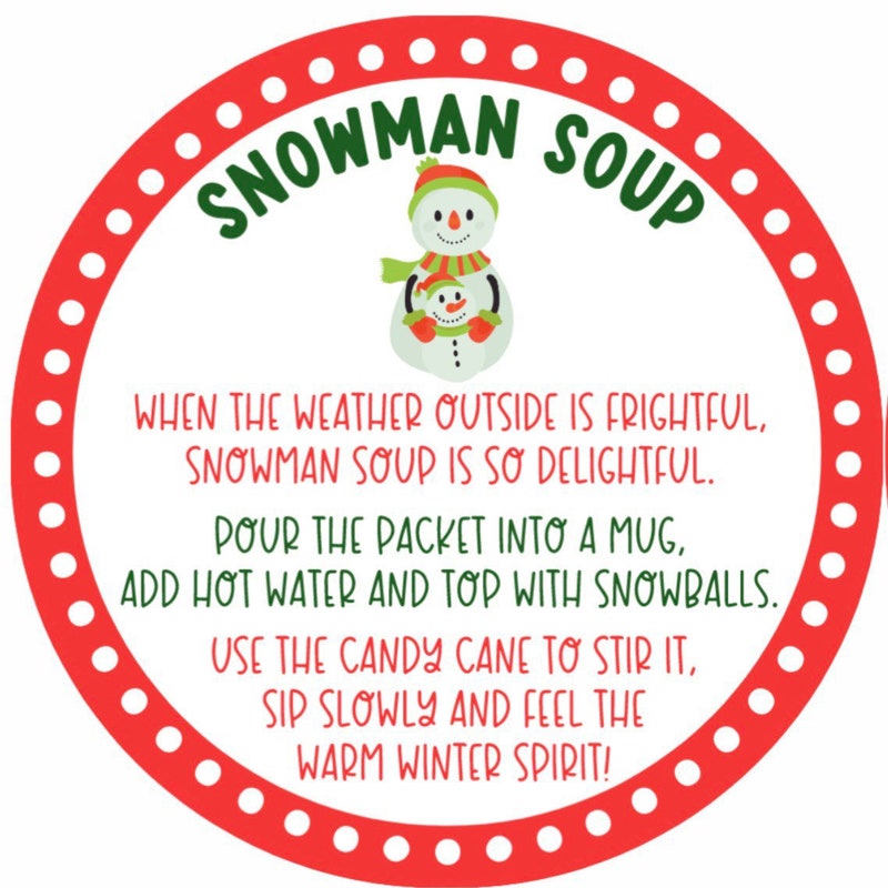 Snowman Soup Poem - Etsy
