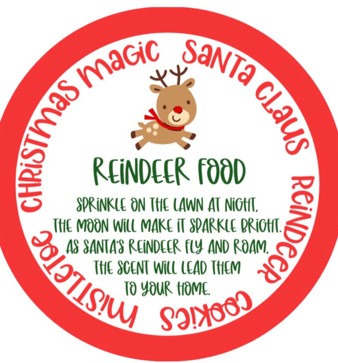 Reindeer Food Tags Printable File Instant Download / Reindeer Food Tag ...