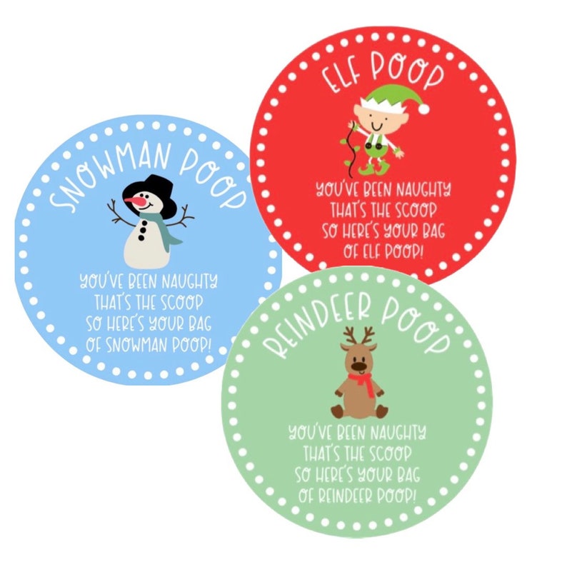 Elf Poop, Reindeer Poop, Snowman Poop, Christmas Tags, Candy Stocking ...