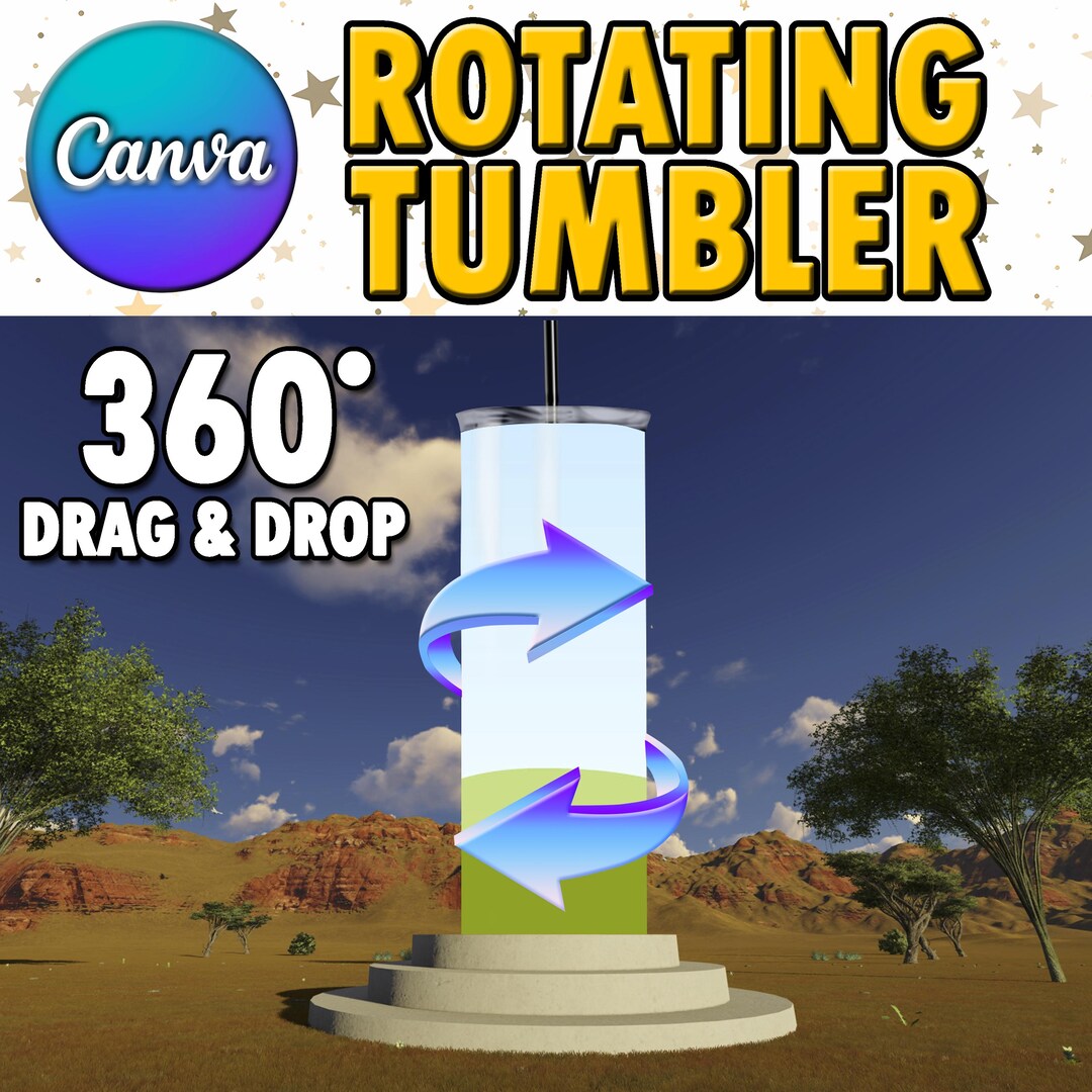 20oz Rotating Tumbler for Canva Tumbler Rotation Canva Mockup Editable ...