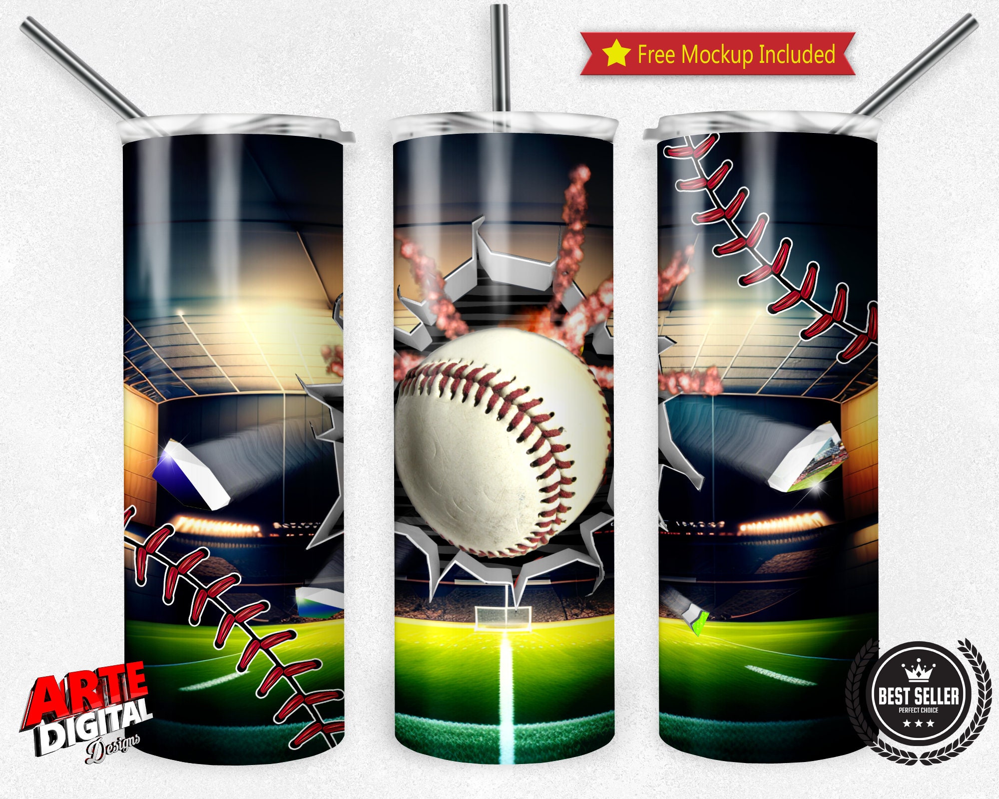 Baseball Tumbler Design, Sporty Digital Tumbler 20oz, Tumbler PNG ...