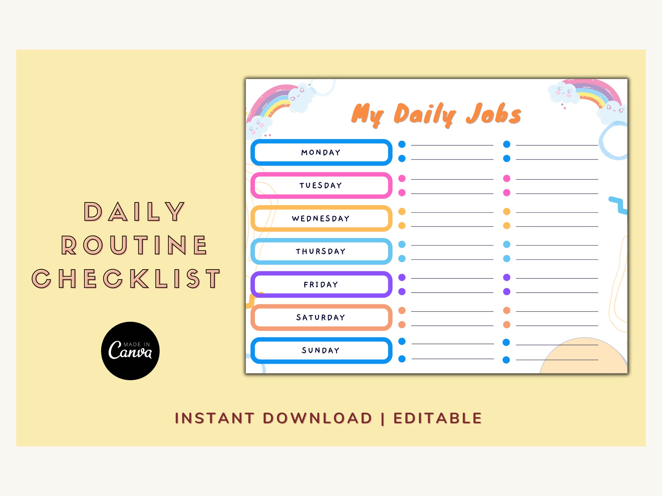 Daily Routine Chart Daily Task List Routine Chart Toddler Routine Kids ...