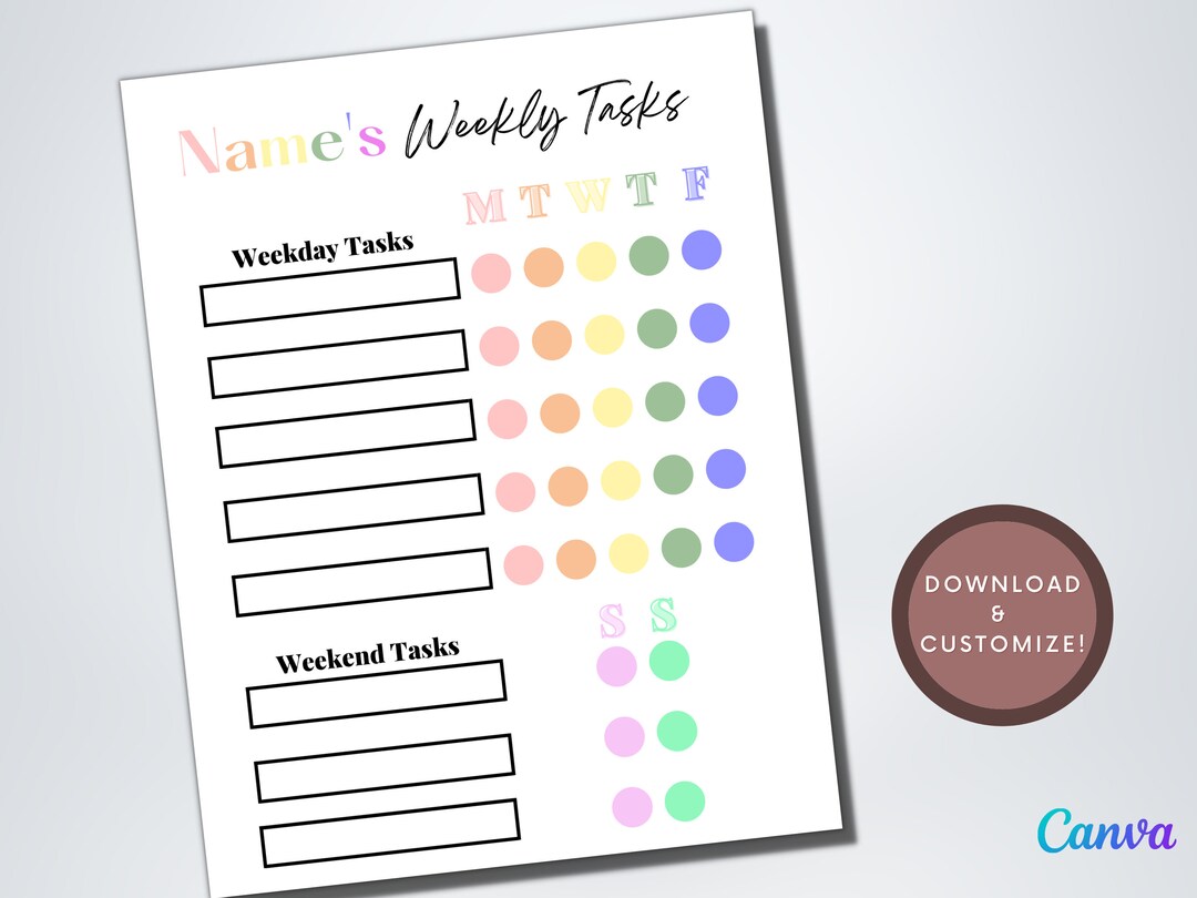 Daily Task List Daily Routine Chart Daily Routine Printable Kids ...