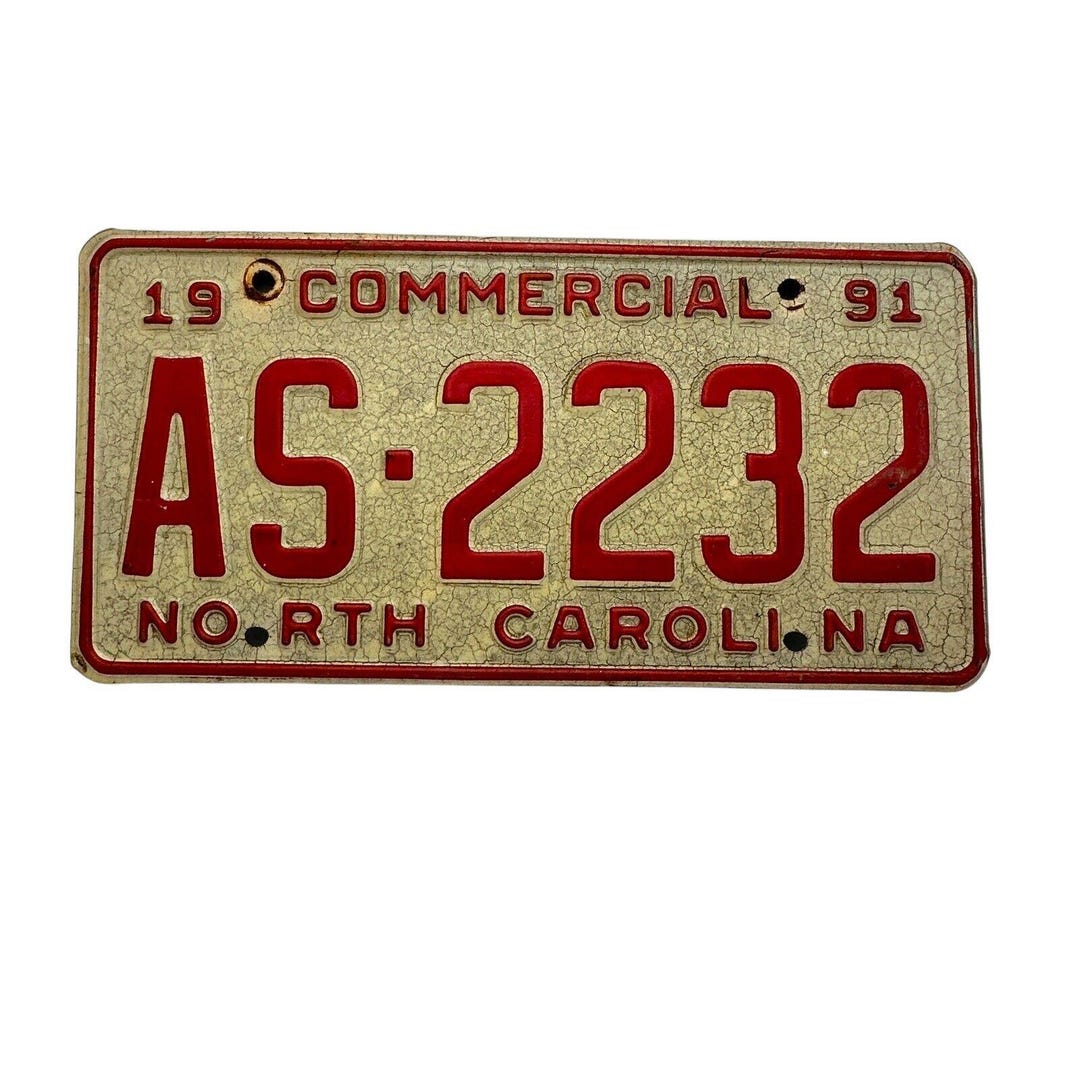 1991 North Carolina Commercial License Plate AS 2232 Vintage Car Tag - Etsy