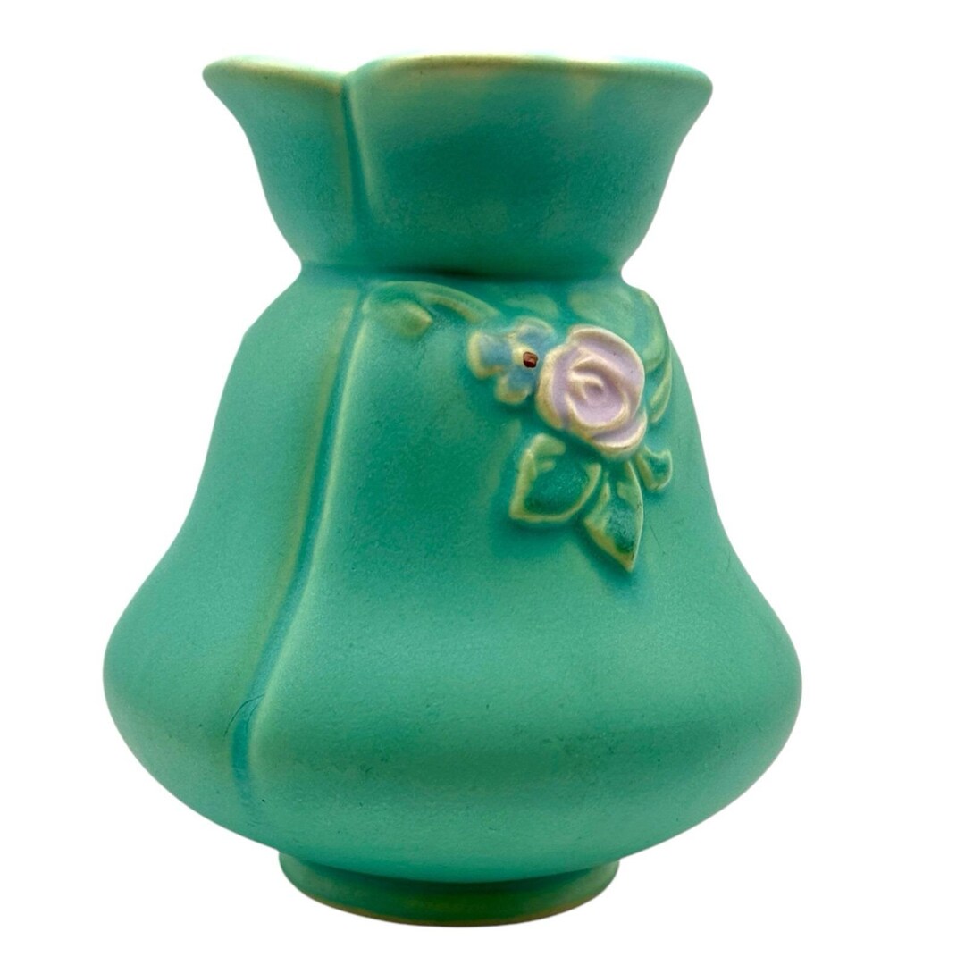 Weller Pottery Green Floral Sweet Pea Vase F-1 Mint 5.25" Tall - Etsy