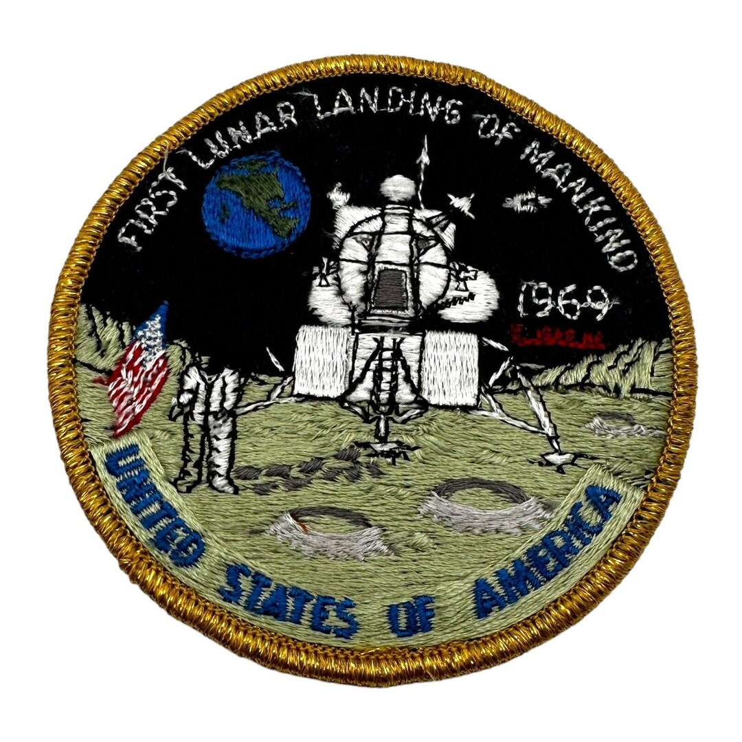 First Lunar Landing 1969 Embroidered Patch Eagle Apollo 11 4" NASA USA ...
