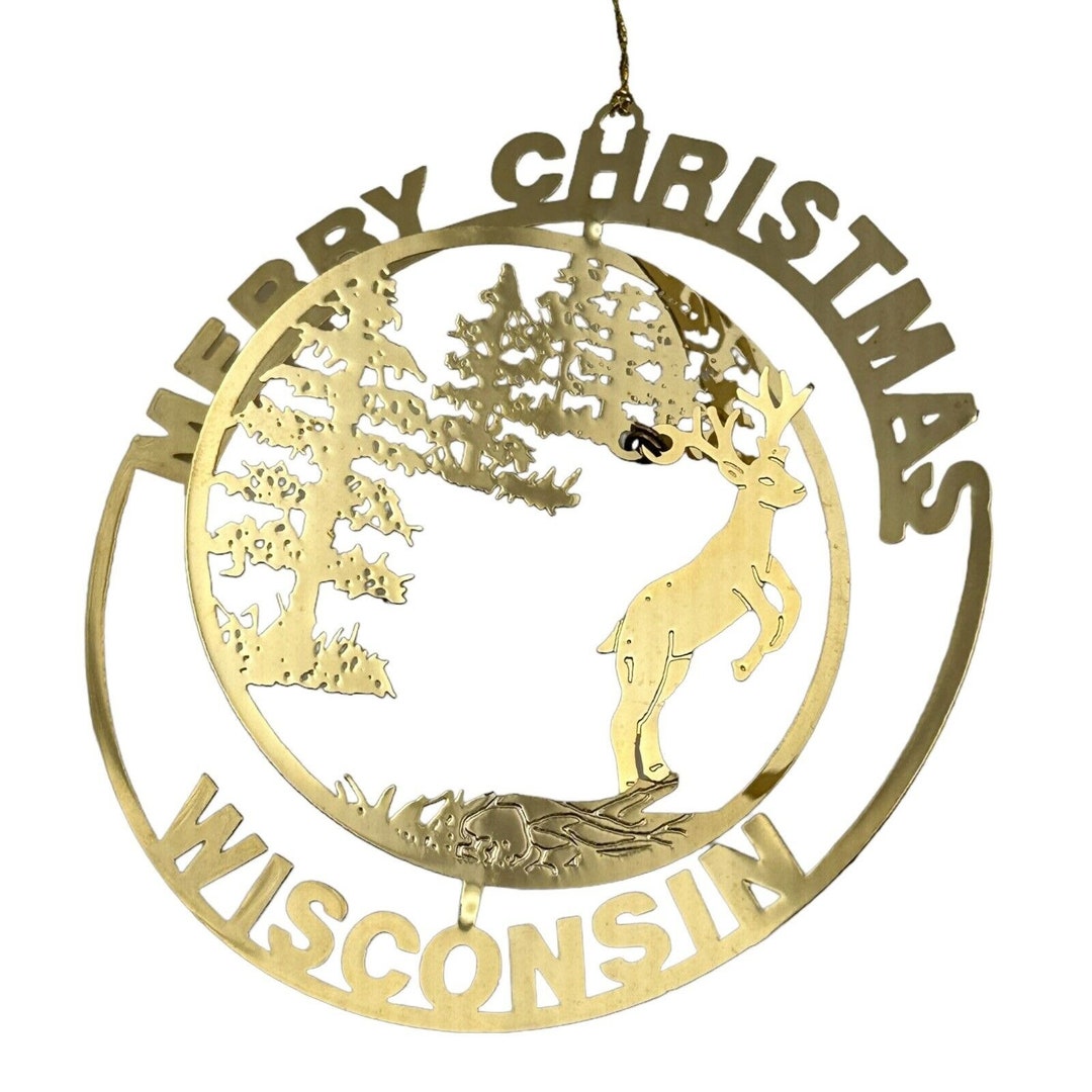 Merry Christmas Wisconsin Ornament Nations Treasures 24k Gold Finish ...