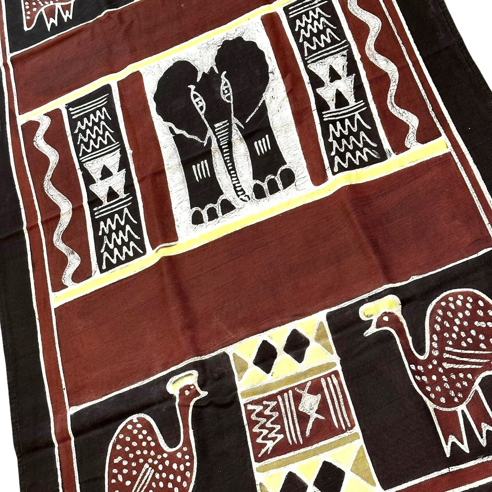 African Hand Painted Batik Decor Wall Hanging Fabric Table Cover ...