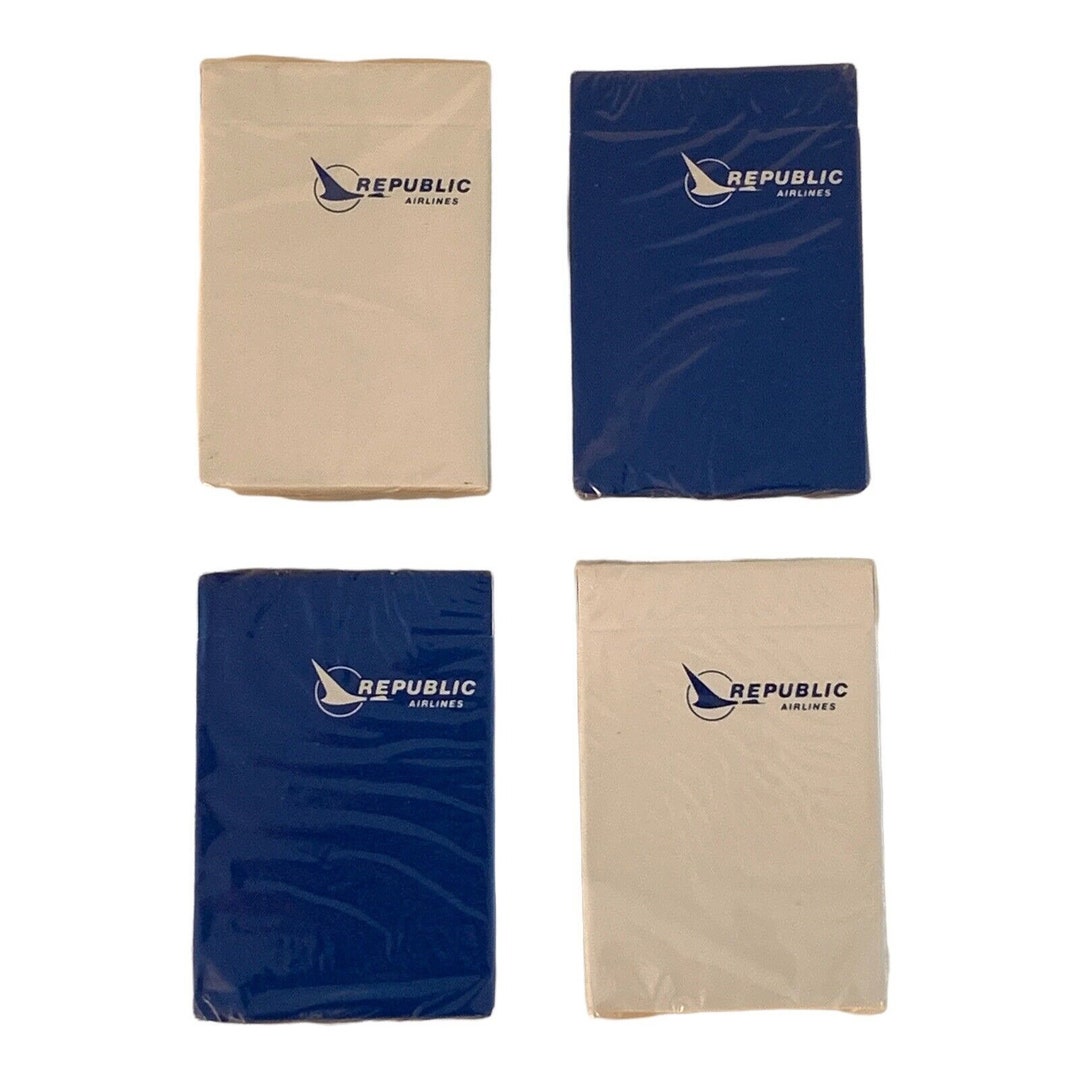 FOUR New Republic Airlines Playing Card Decks Blue + White SEALED - Etsy