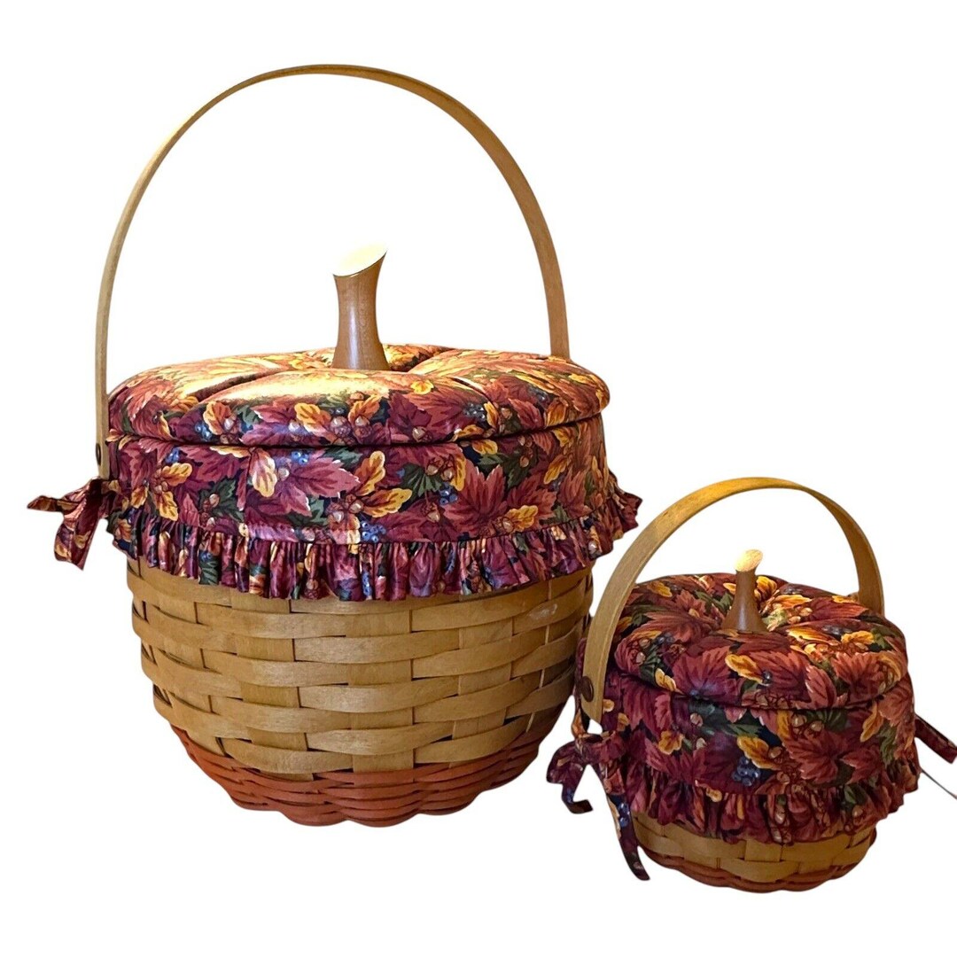 2 Longaberger Large & Small Hostess Pumpkin Baskets Combo W Lid, Liner ...