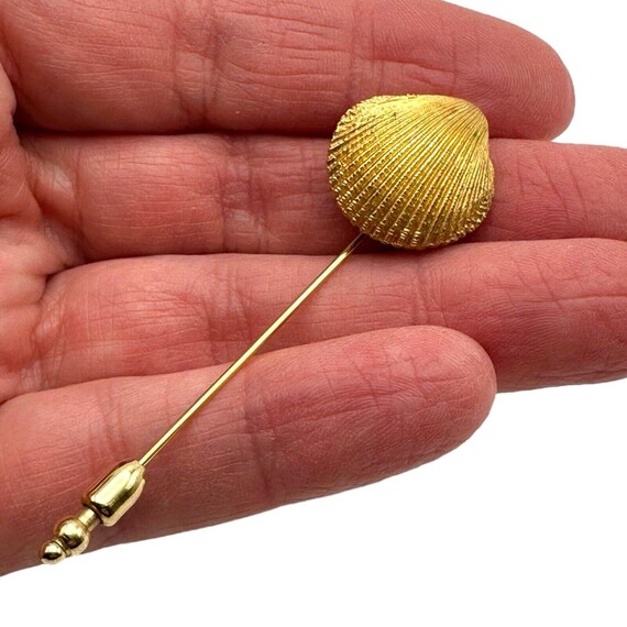 Crown Trifari Seashell Clam Shell 1960's Bright Gold … - Gem