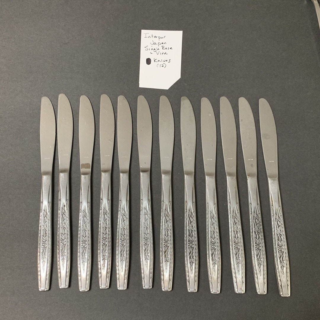 Interpur Stainless Japan INR7 Single Rose 12 Dinner Knives 8-7/8 ...