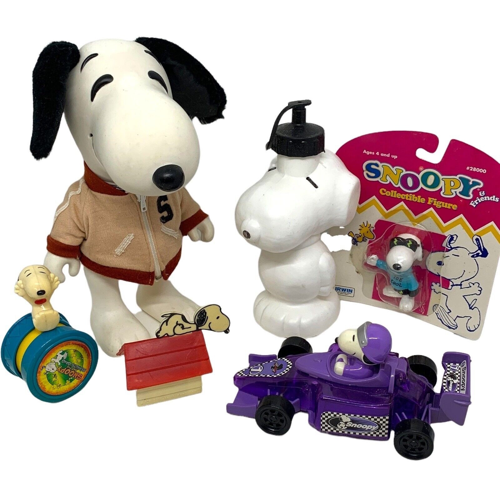 Vintage Snoopy Collectible Set 8 Poseable Vinyl Doll, Bank, Car, Joe ...