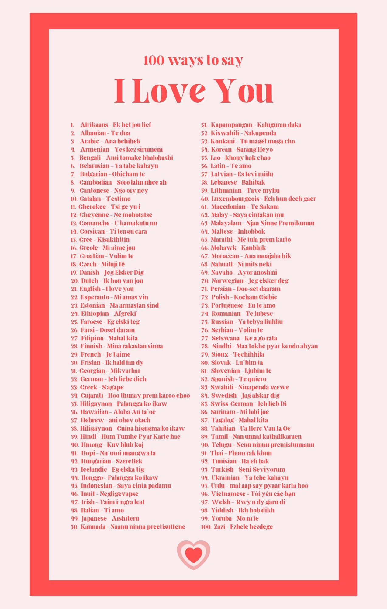 Digital Art - 100 Ways to Say I Love You, 11x7in Formatting - Etsy Digital Art - 100 Ways to Say I Love You, 11x7in Formatting - Etsy