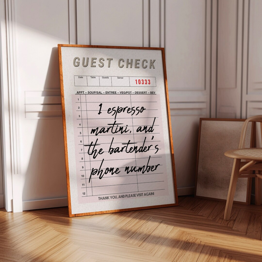 Espresso Martini Guest Check Wall Art, DIGITAL, Morning Vibe Coffee ...