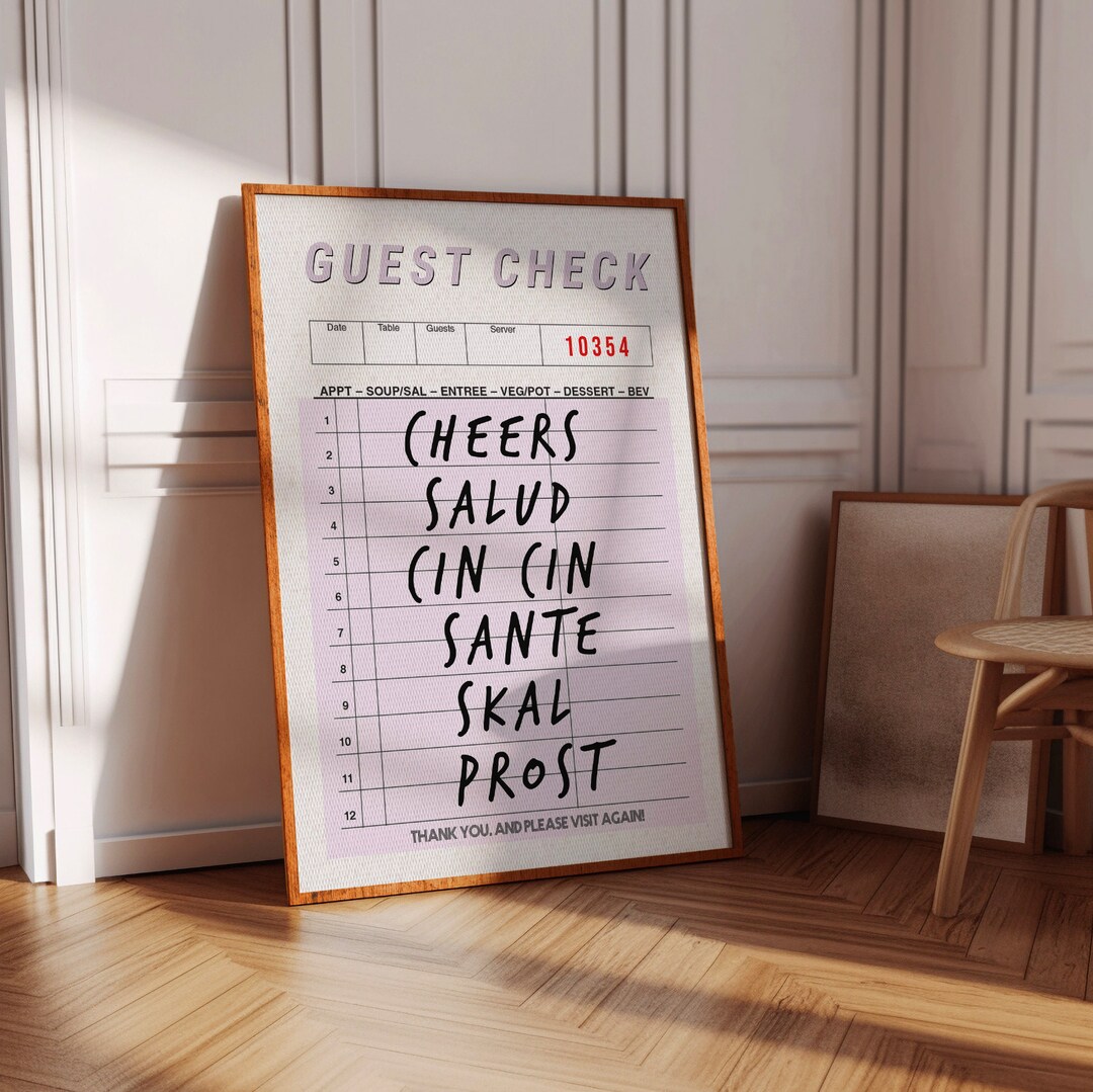 Cheers, Salud, Cin Can, Sante, Skal, Prost, Guest Check Wall Art, DIGITAL, Morning Vibe Coffee ...