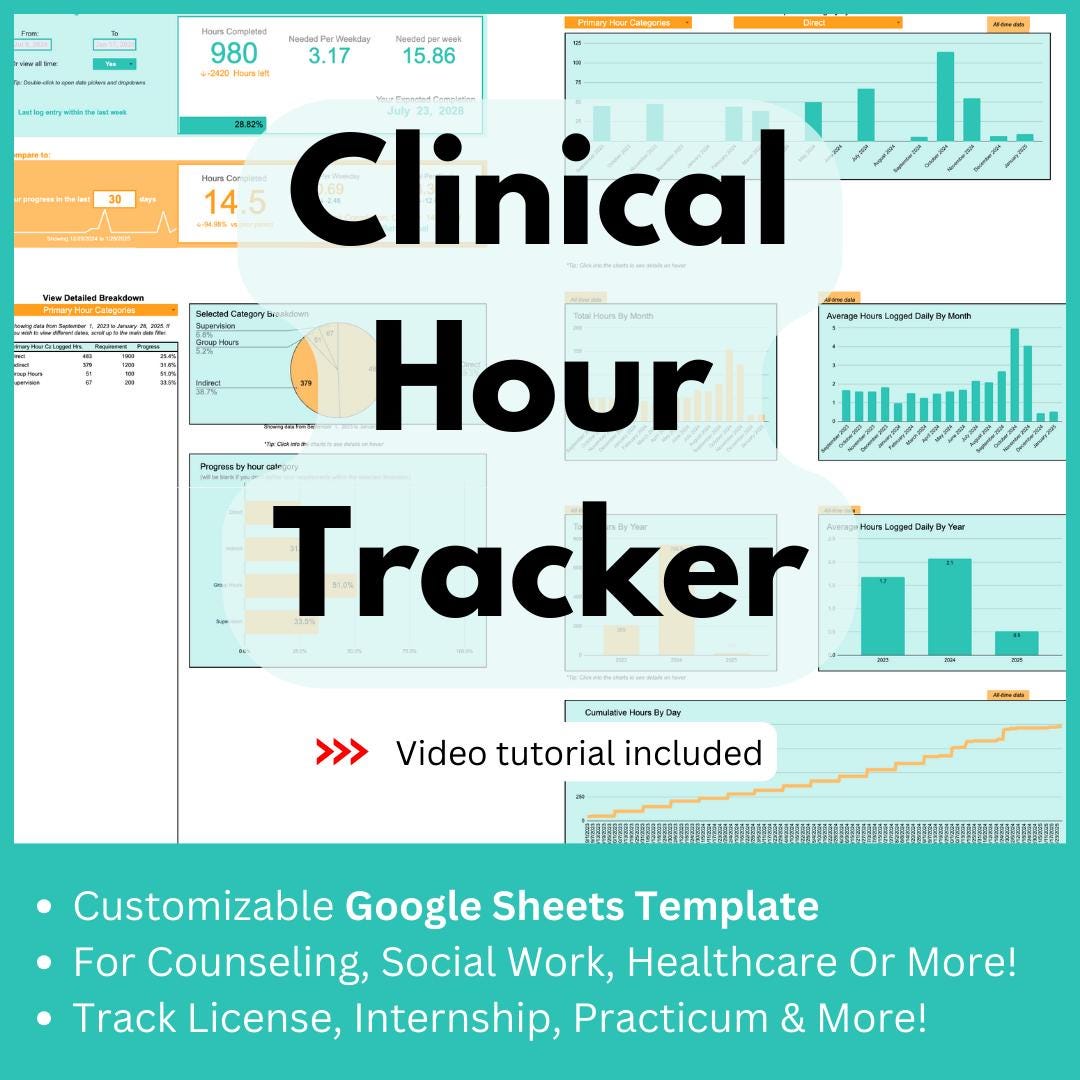 Clinical Hours Tracker | Customizable Google Sheet Template | Beautiful Aesthetic | Designed for ...