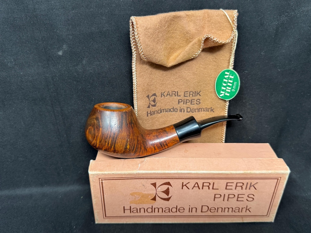 Karl Erik Volcano Pipe, Handmade Denmark, Orange Flame Grain (9mm ...