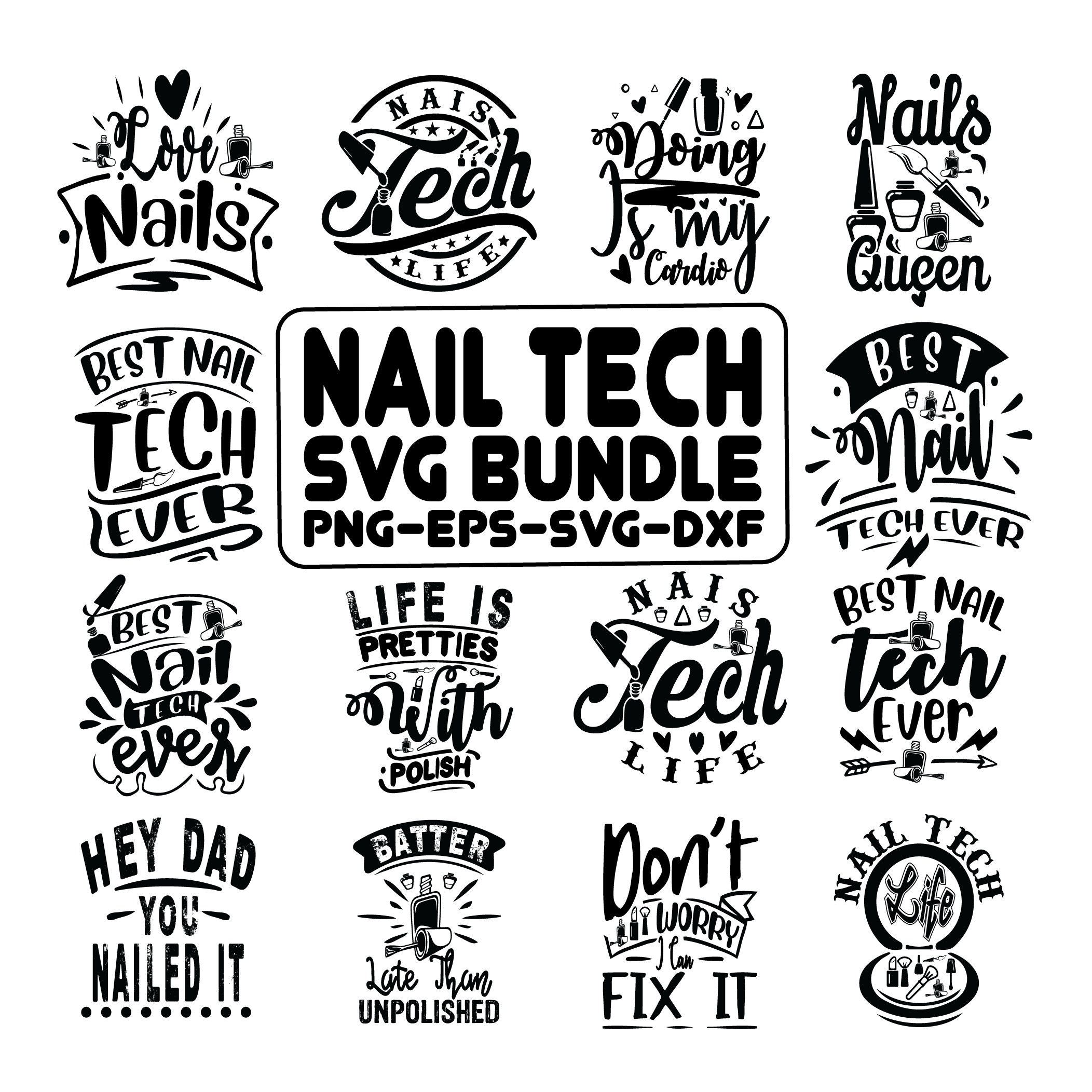 Nail Tech SVG Bundle, Nail Svg, Nail Polish, Printable Vector Clip Art ...