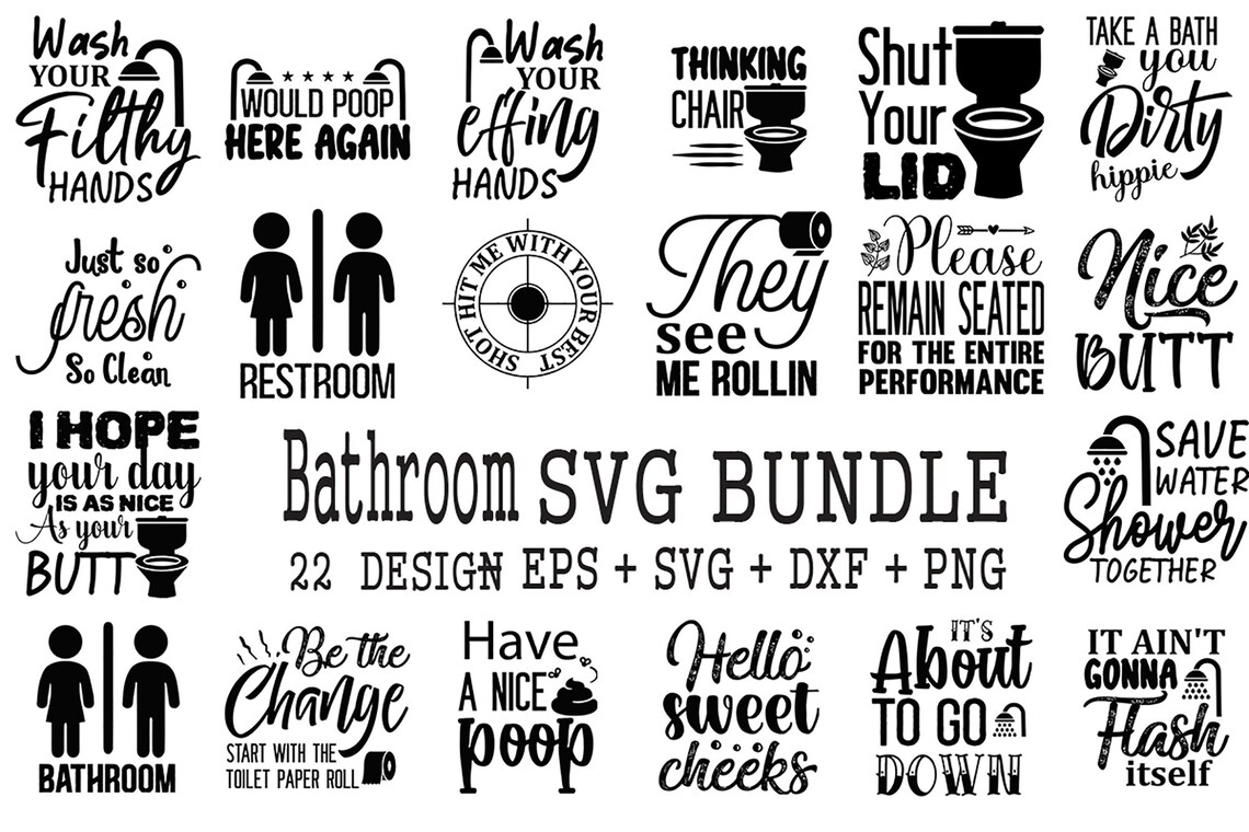 Bathroom SVG Bundle Bathroom Quote Restroom Svg Potty Dance - Etsy