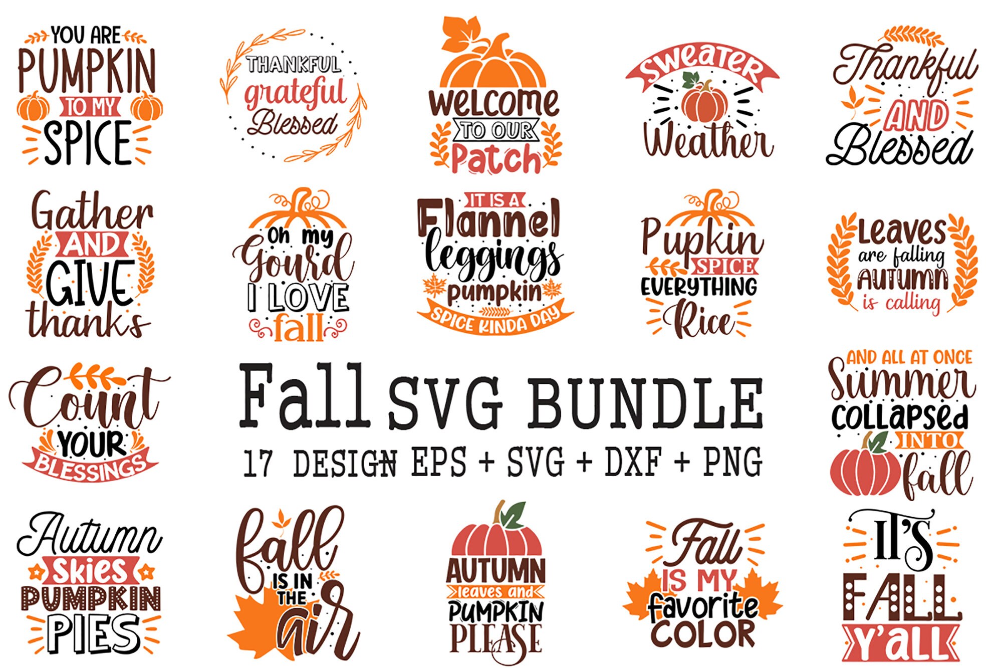 Autumn Bundle Svg, Cut File Cricut, Silhouette,fall SVG, Fall SVG ...
