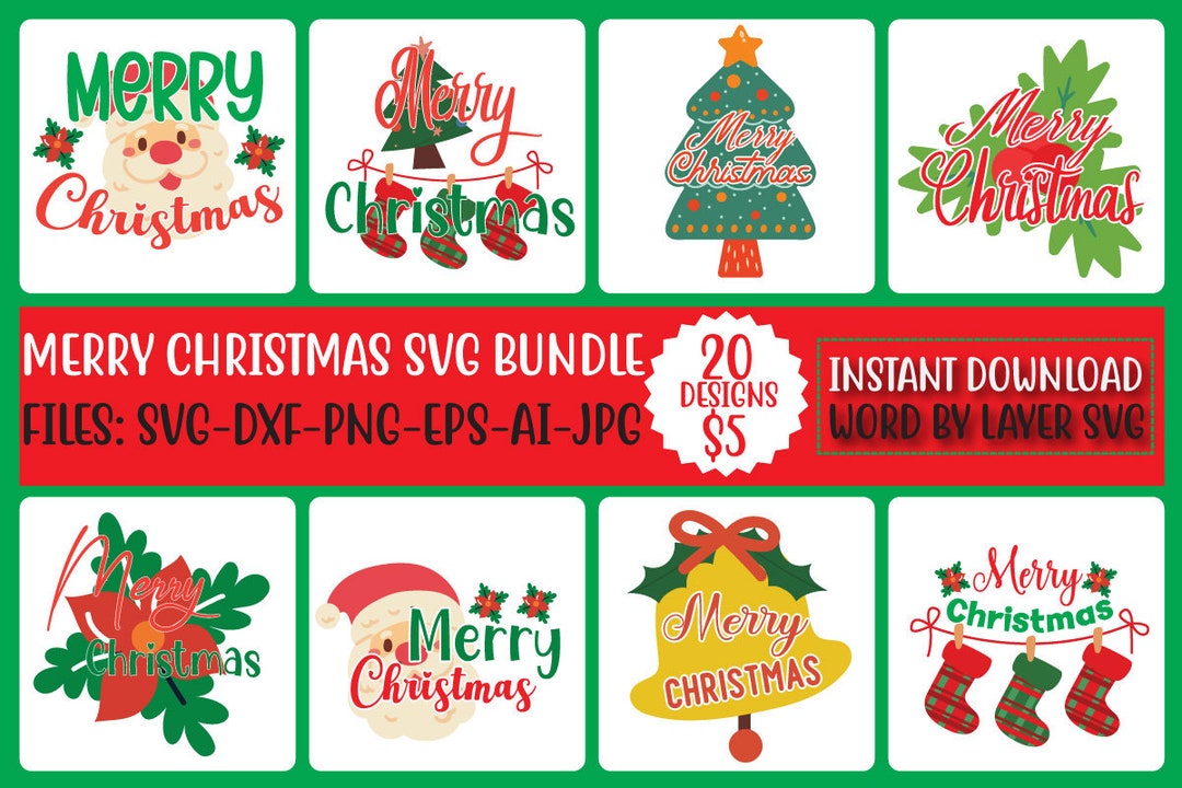 Christmas SVG Bundle: 21 Holiday Designs (digital Download) - Etsy