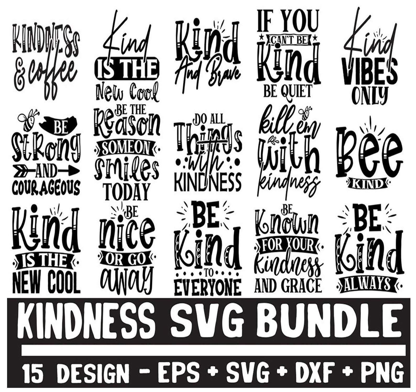 Kindness Svg Bundle, Be Kind Svg, Inspirational Svg, Motivational Svg ...
