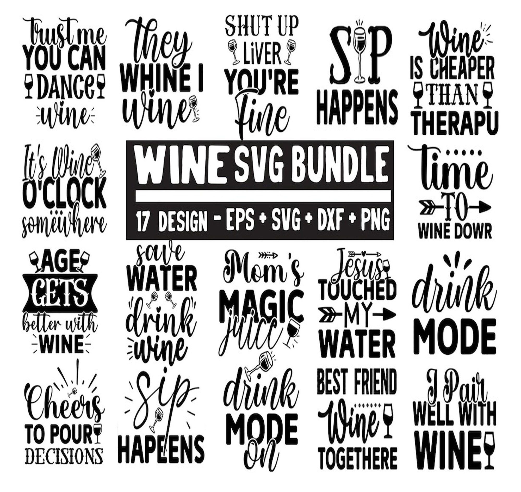 Funny Wine Bundle SVG, Wine Svg, Wine Lovers, Wine Decal, Wine Sayings ...