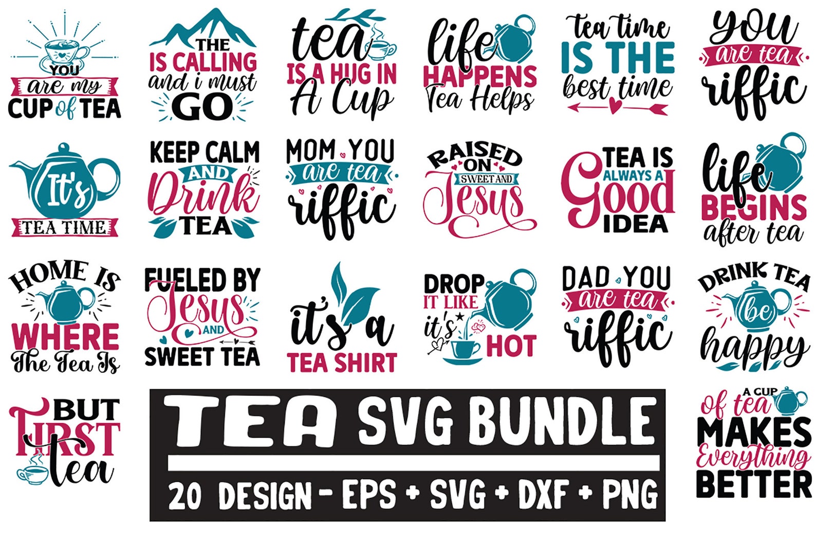 Tea Lover SVG Bundle, Tea Svg, Tea Lover SVG, Tea Drinker Bundle, Tea ...