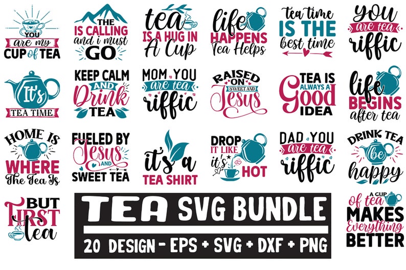 Tea Lover SVG Bundle, Tea Svg, Tea Lover SVG, Tea Drinker Bundle, Tea ...