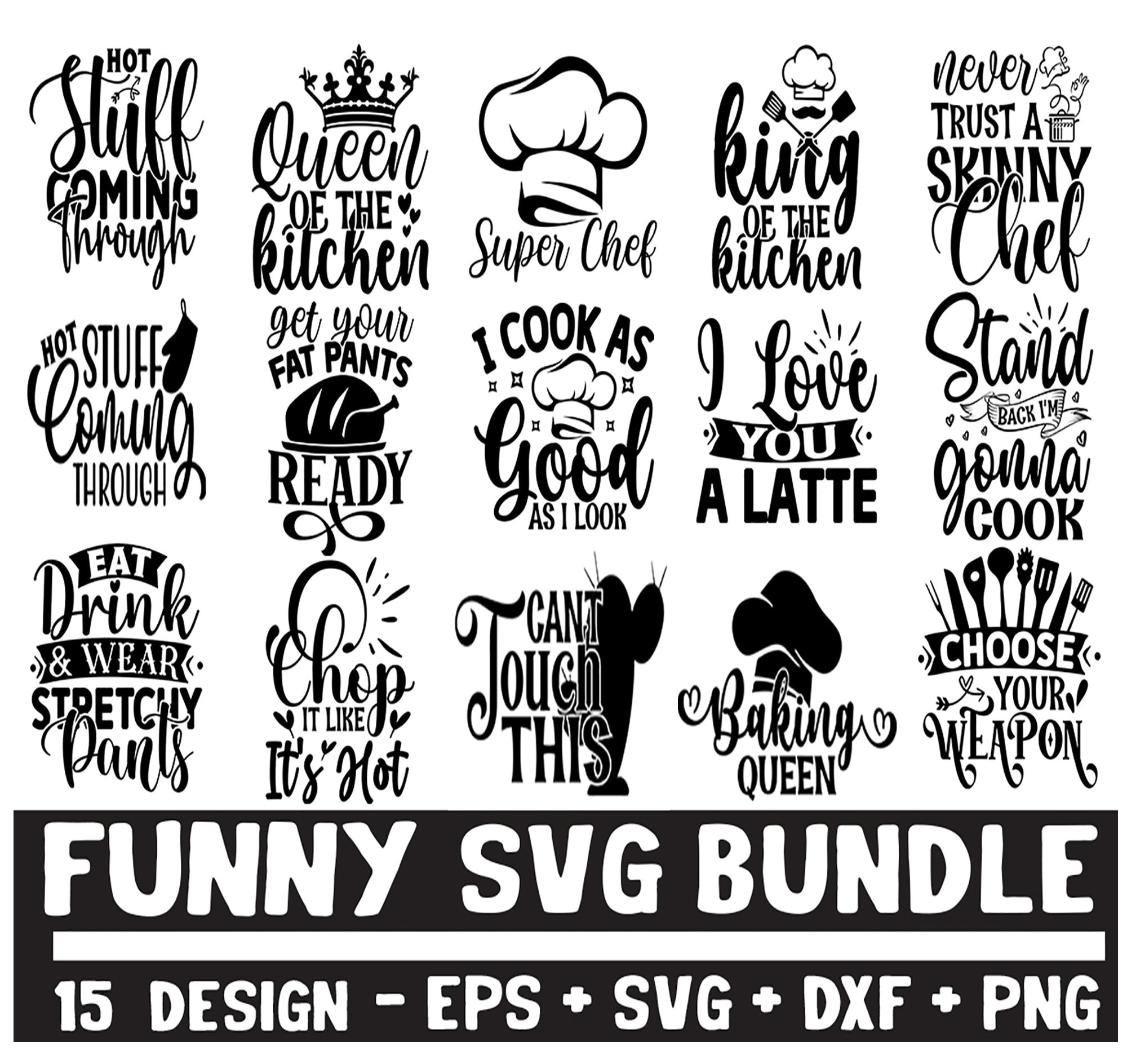 Funny Kitchen SVG Bundle: Apron, Towel, Cooking Designs (digital Files ...