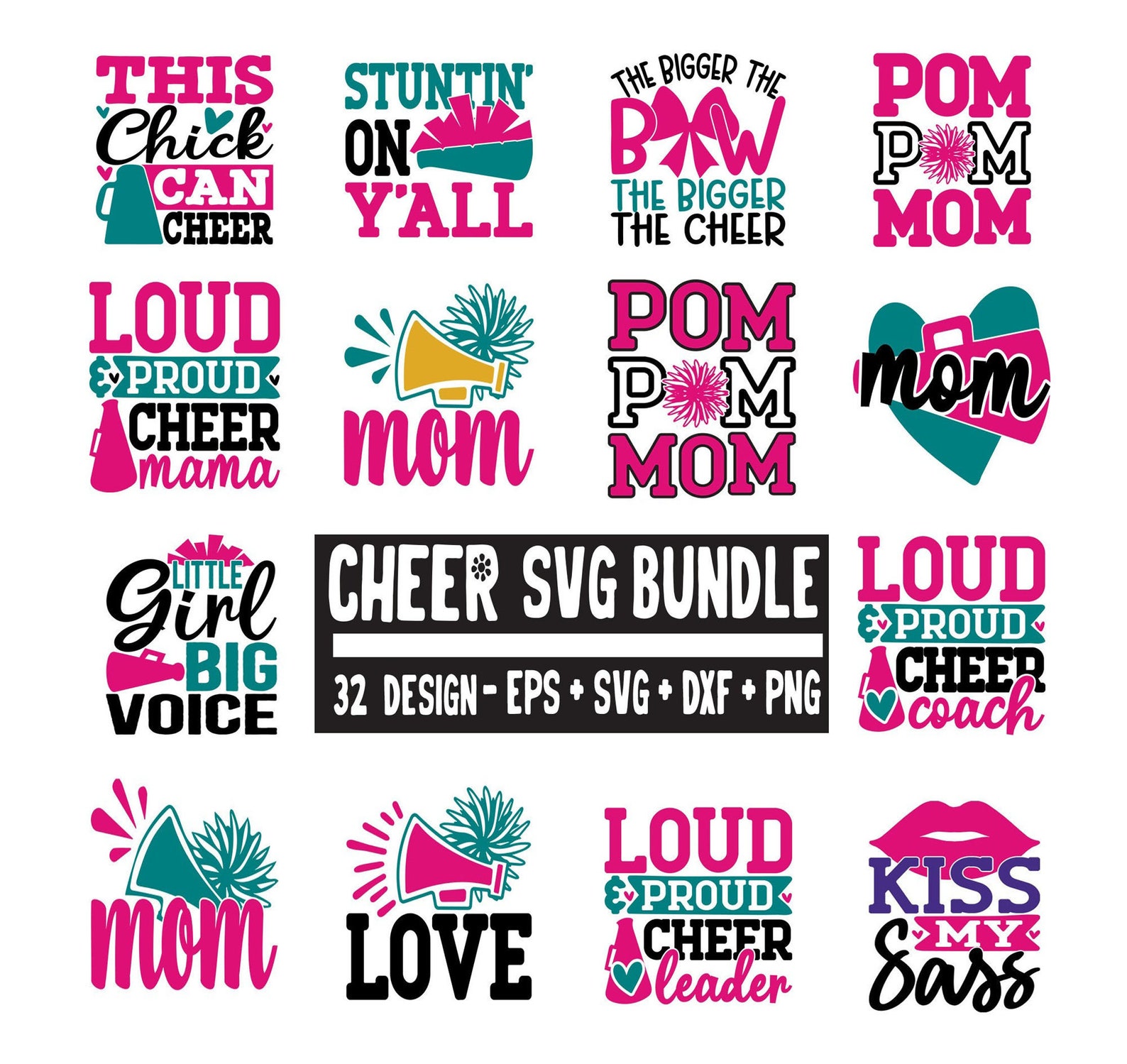 Cheer SVG Bundle: Cheerleading Designs (32 Designs) - Etsy