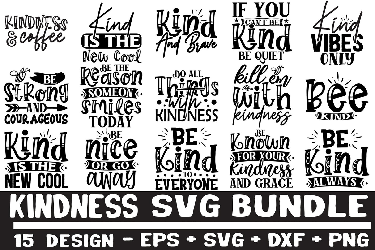 Kindness Svg Bundle Be Kind Svg Inspirational Svg - Etsy