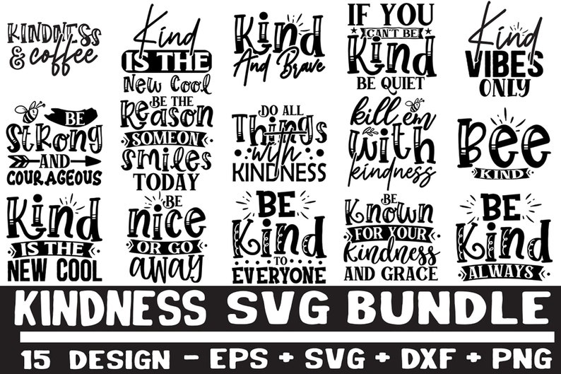 Kindness Svg Bundle Be Kind Svg Inspirational Svg - Etsy
