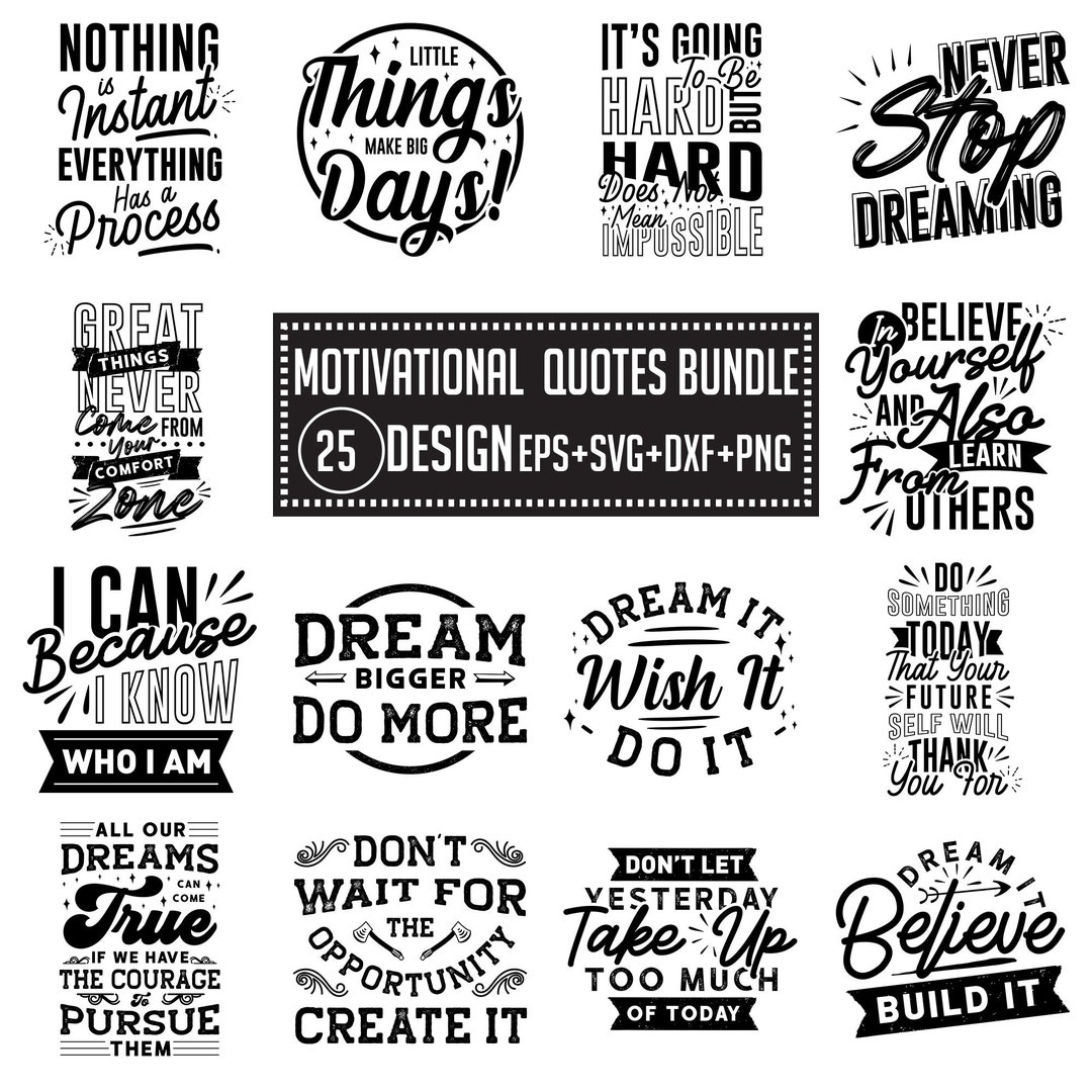 Motivational Svg,motivational Quotes SVG Bundle, Positive Quotes SVG ...