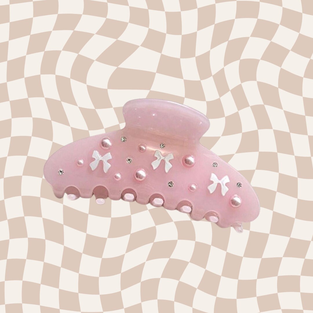 Pearl Bow Claw Clip Rhinestone Claw Clip Large Claw Clip Large Hair ...