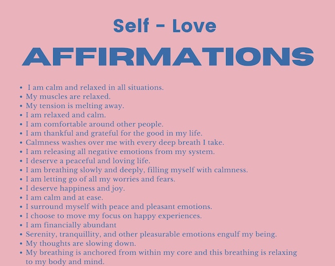 Instant Download, Self Love Self Care Affirmation, Printable Positive ...