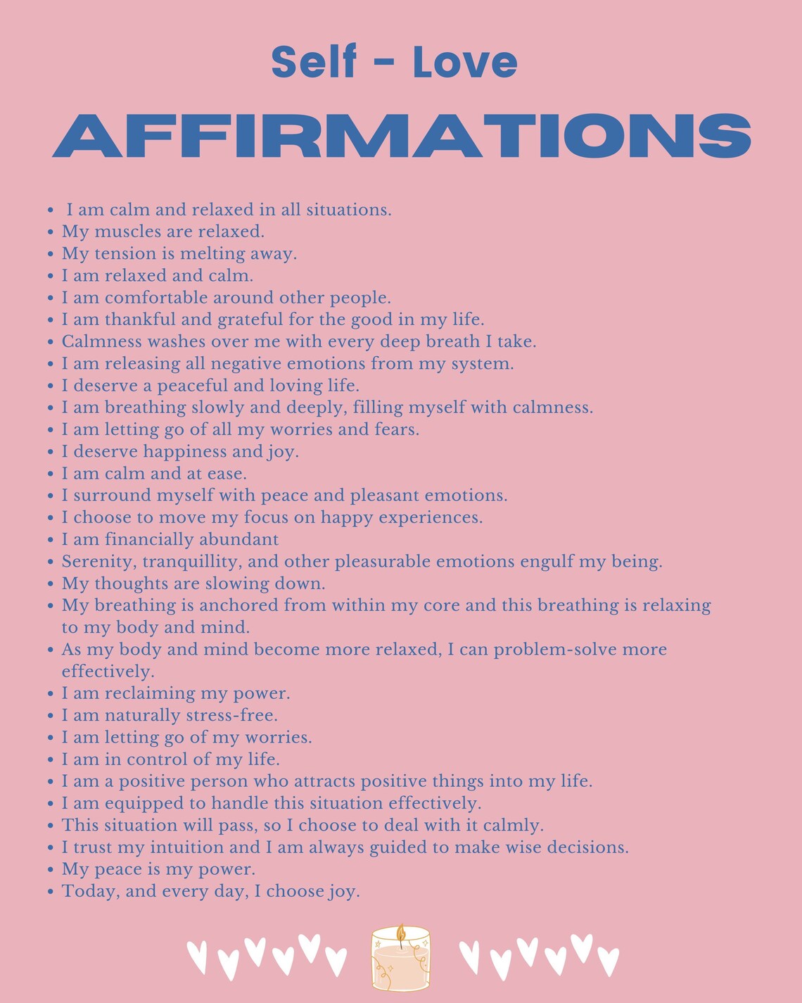 Instant Download, Self Love Self Care Affirmation, Printable Positive ...