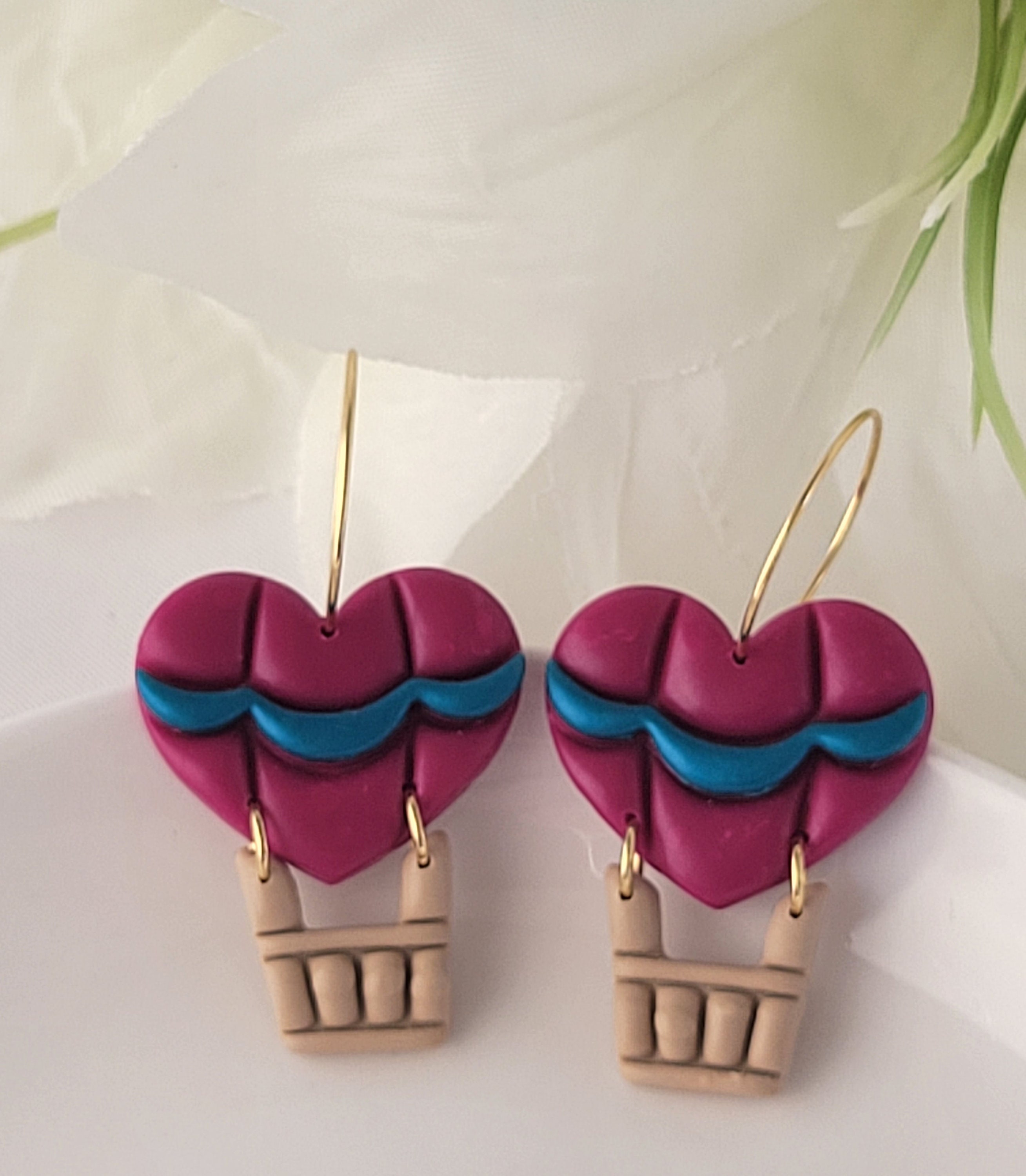 Polymer Clay Earrings, Hot Air Balloon Earrings, Gift for Her, Hot Air ...