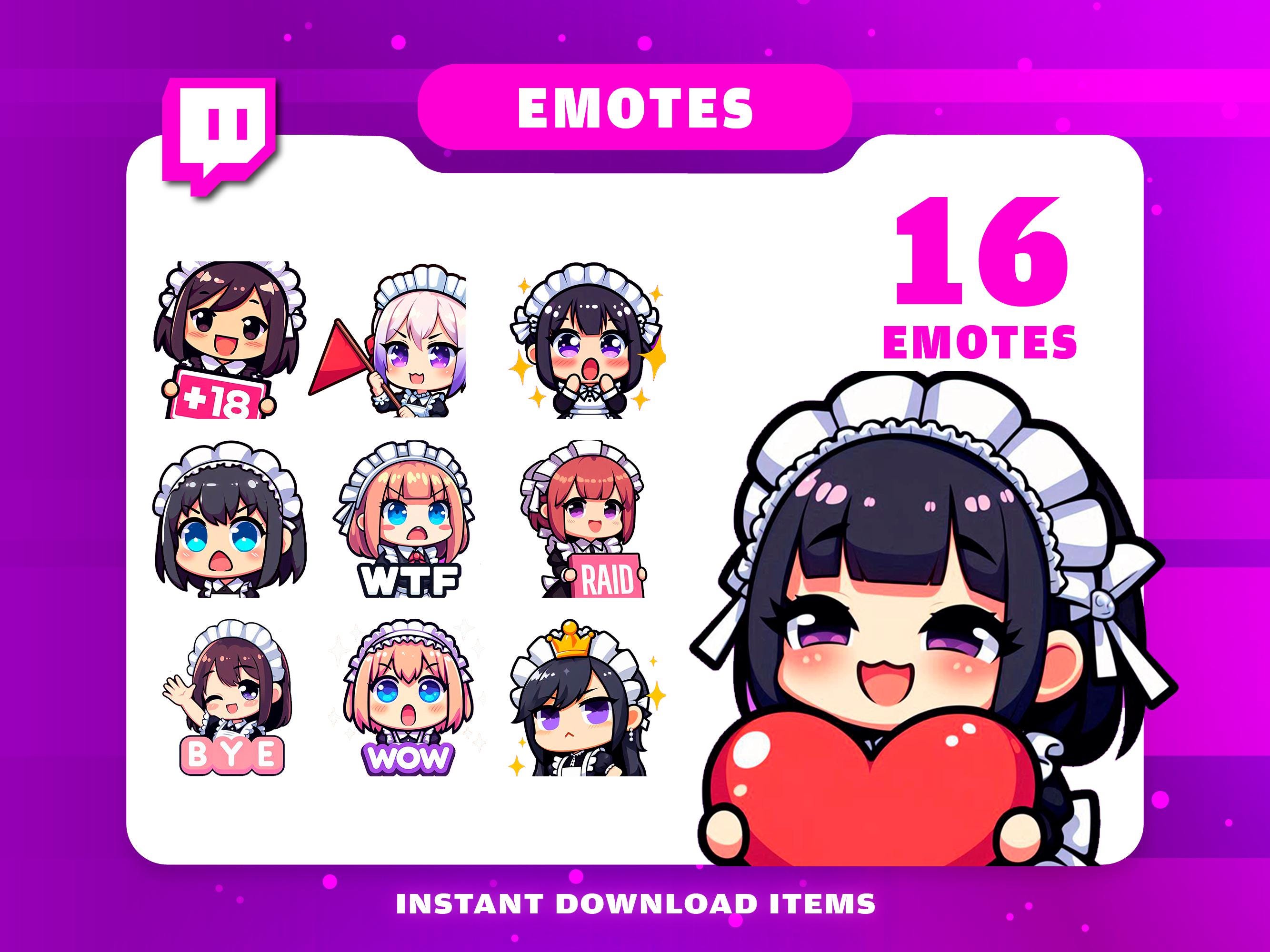 Twitch Emotes, Maid Girl Emotes, Anime Emotes, Chibi Emotes, Cute ...