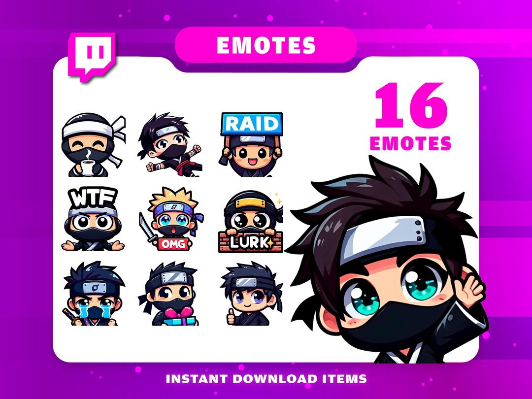 16 Ninja Emote Pack, Twitch Emotes, Cute and Expressive Emotes to ...