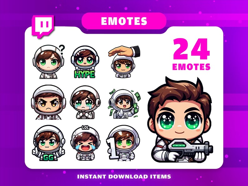 Twitch Emotes, Astronaut Emotes, Anime Emotes, Chibi Emotes, Cute ...