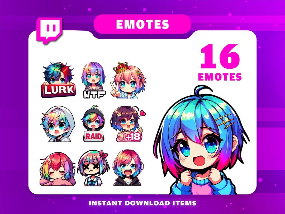 16 Kawaii Girl Emotes, Twitch Emotes, Cute and Expressive Emotes to ...